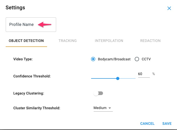 Settings Profile in Redact