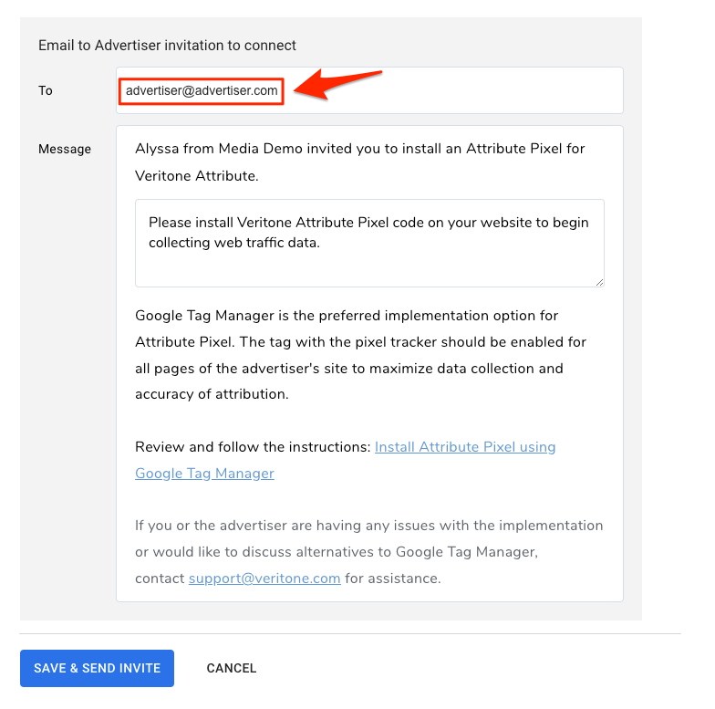 Attribute Pixel: Create and Invite Your Advertiser
