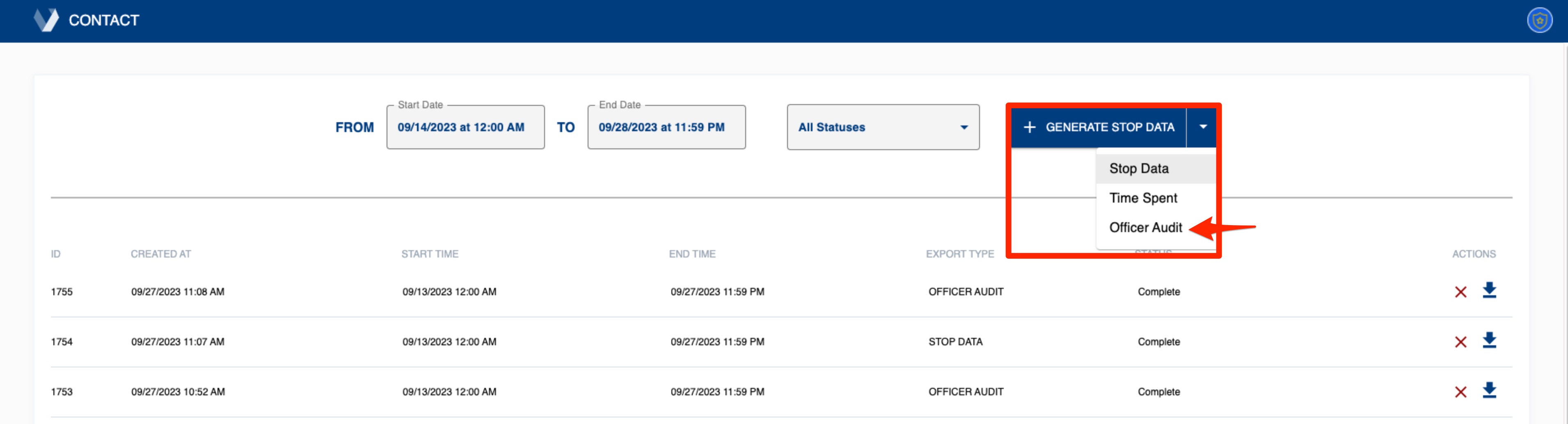 Exporting Data from Veritone Contact