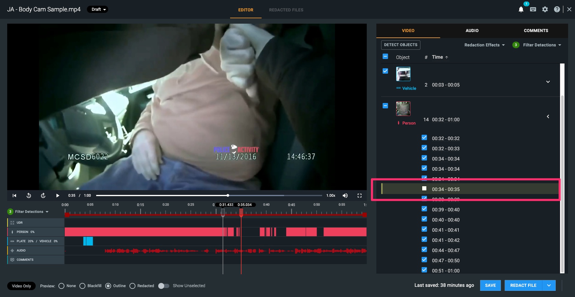 Person Detection in Redact