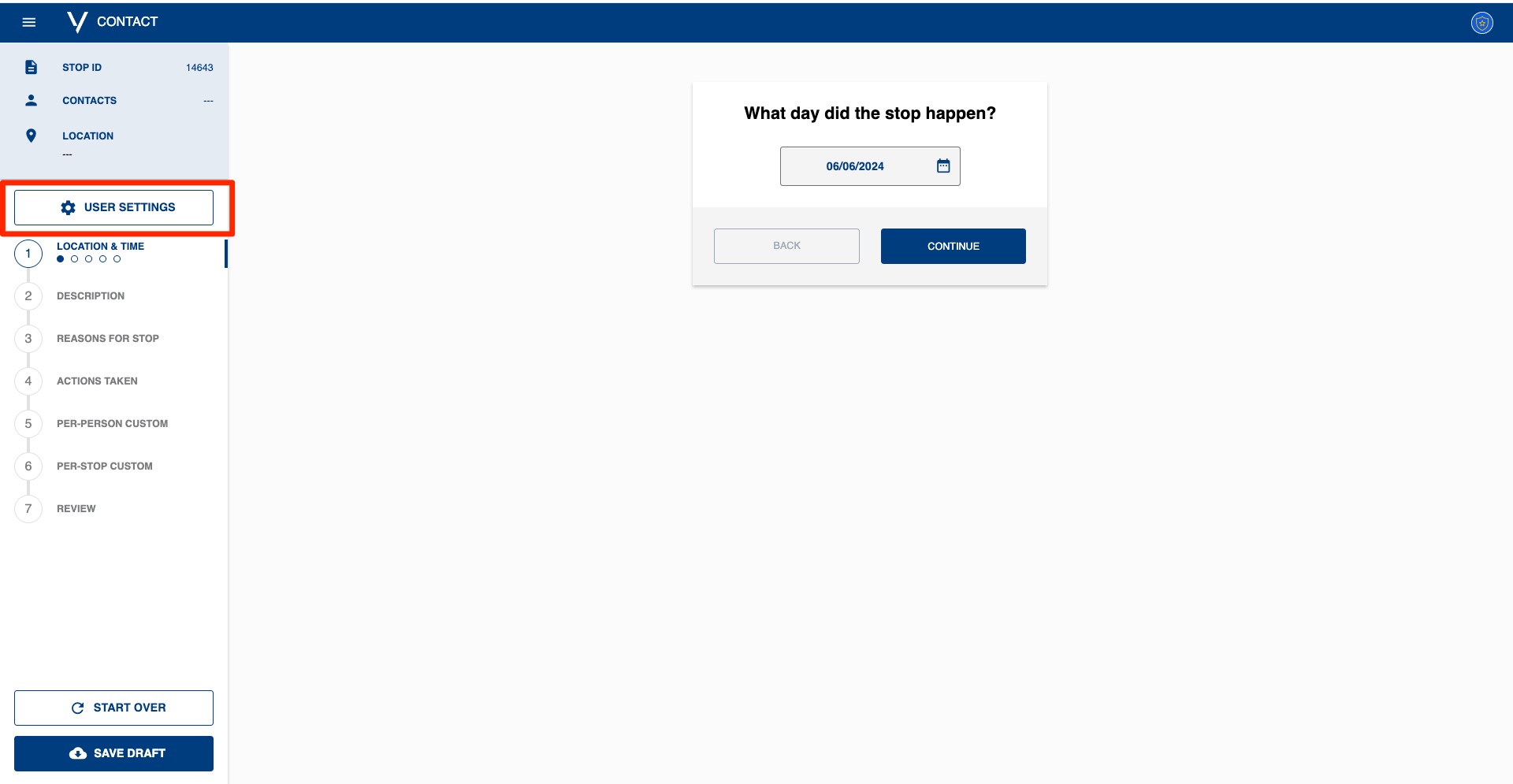 User Settings in Contact