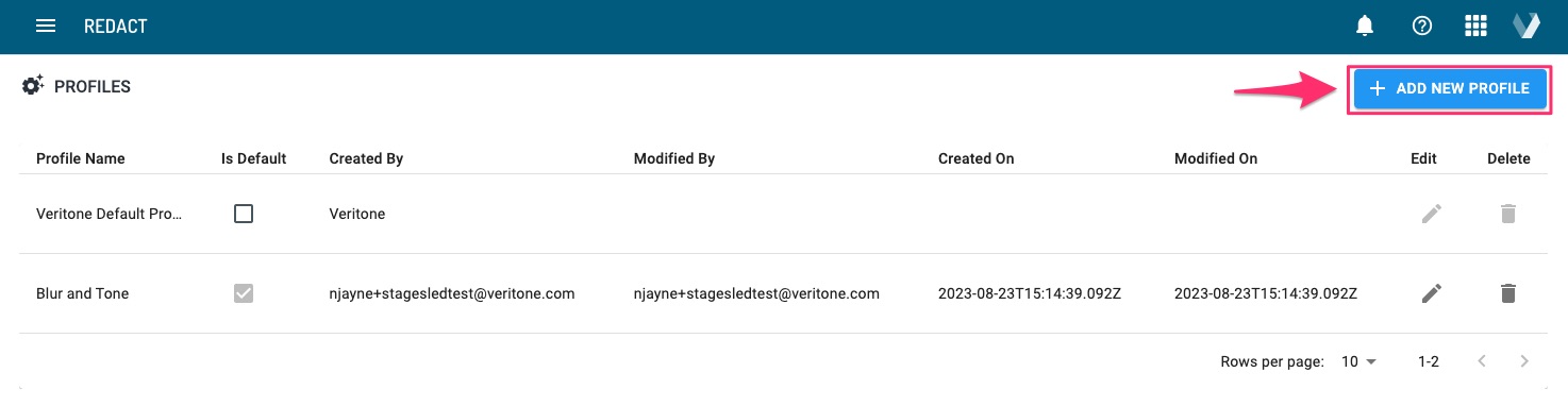 Settings Profile in Redact