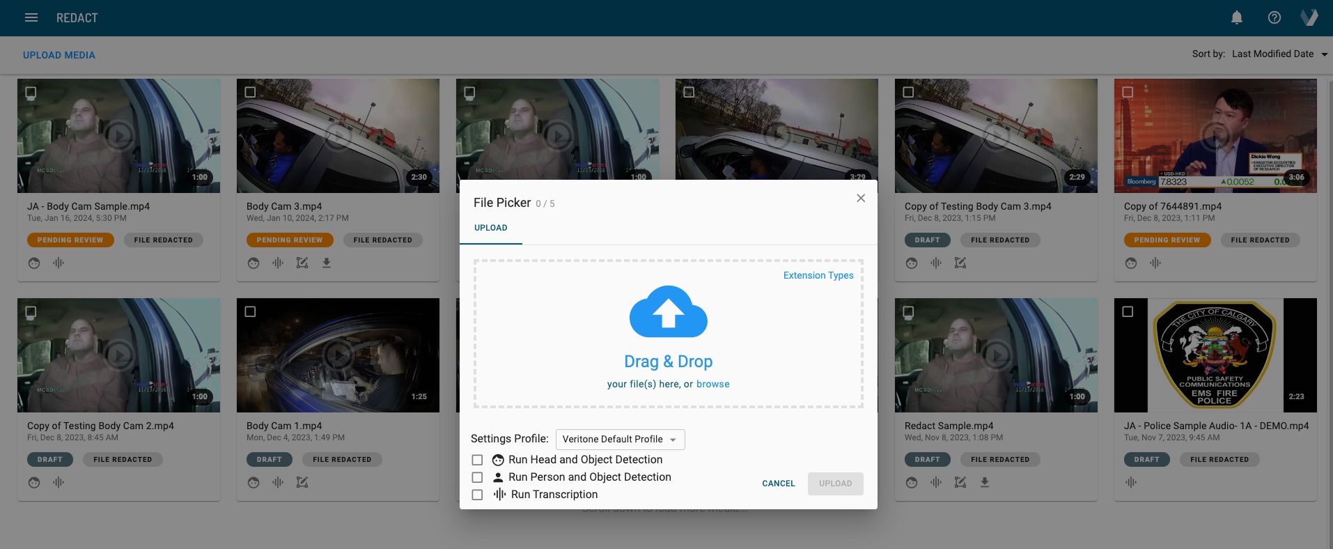 Uploading Media in Redact
