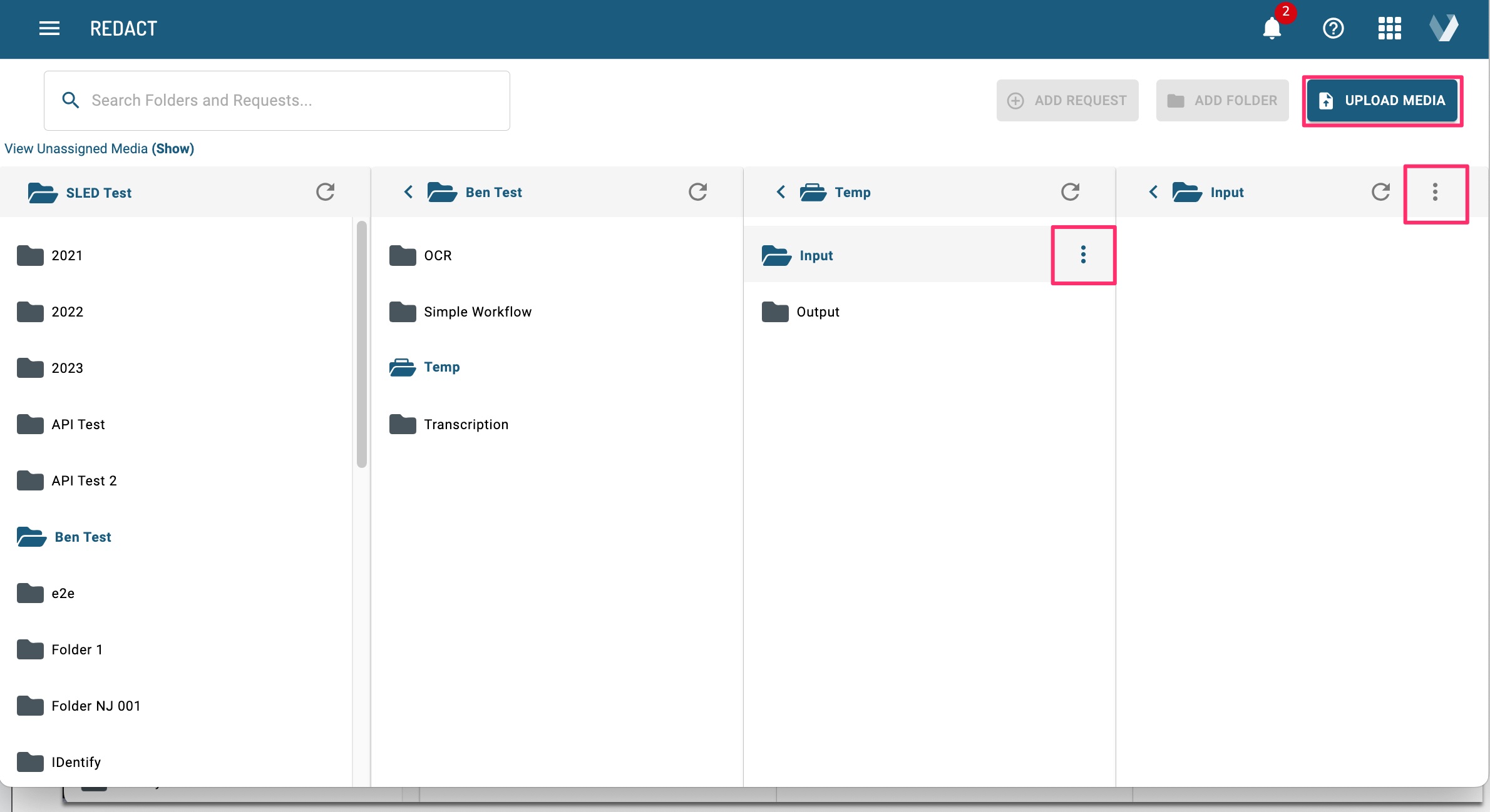Uploading Media in Redact