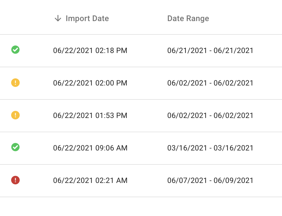 File statuses and icon descriptions