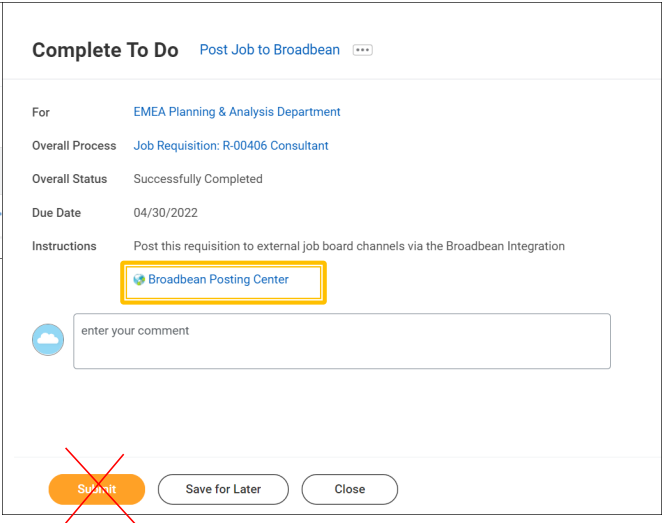 Workday posting Process (via Broadbean icon method)