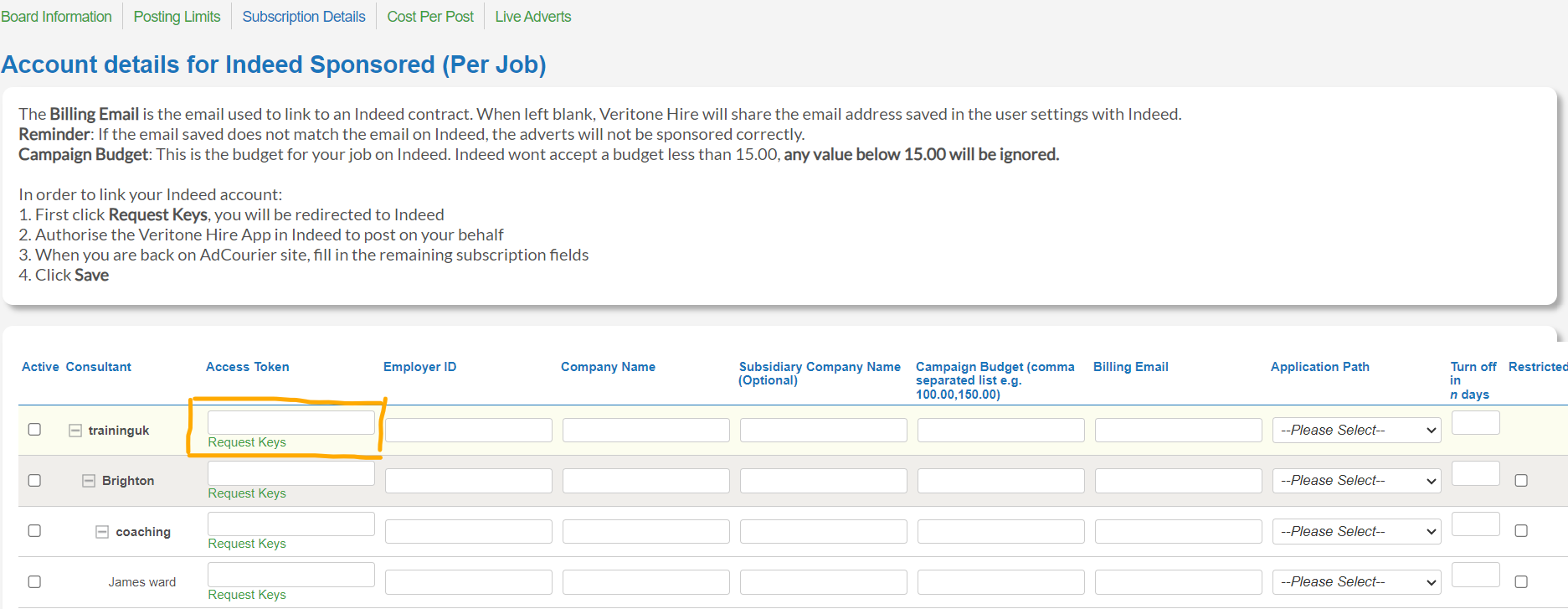 How to Set up Indeed instructions (Sponsored Job/Campaign)