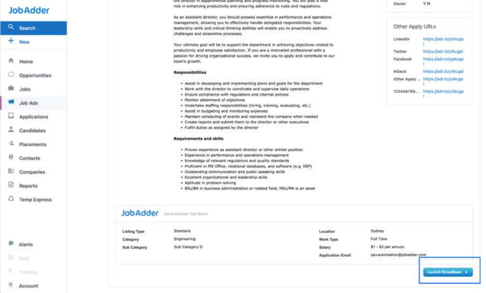 JobAdder Posting process (Apply Online version)