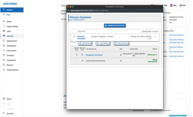 JobAdder Posting process (Apply Online version)
