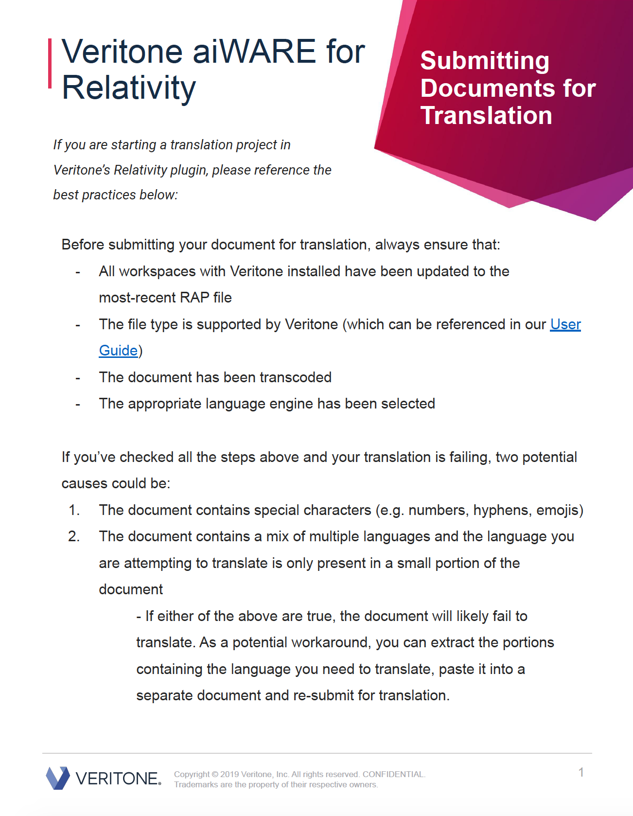 Submitting Translation Documents in Relativity