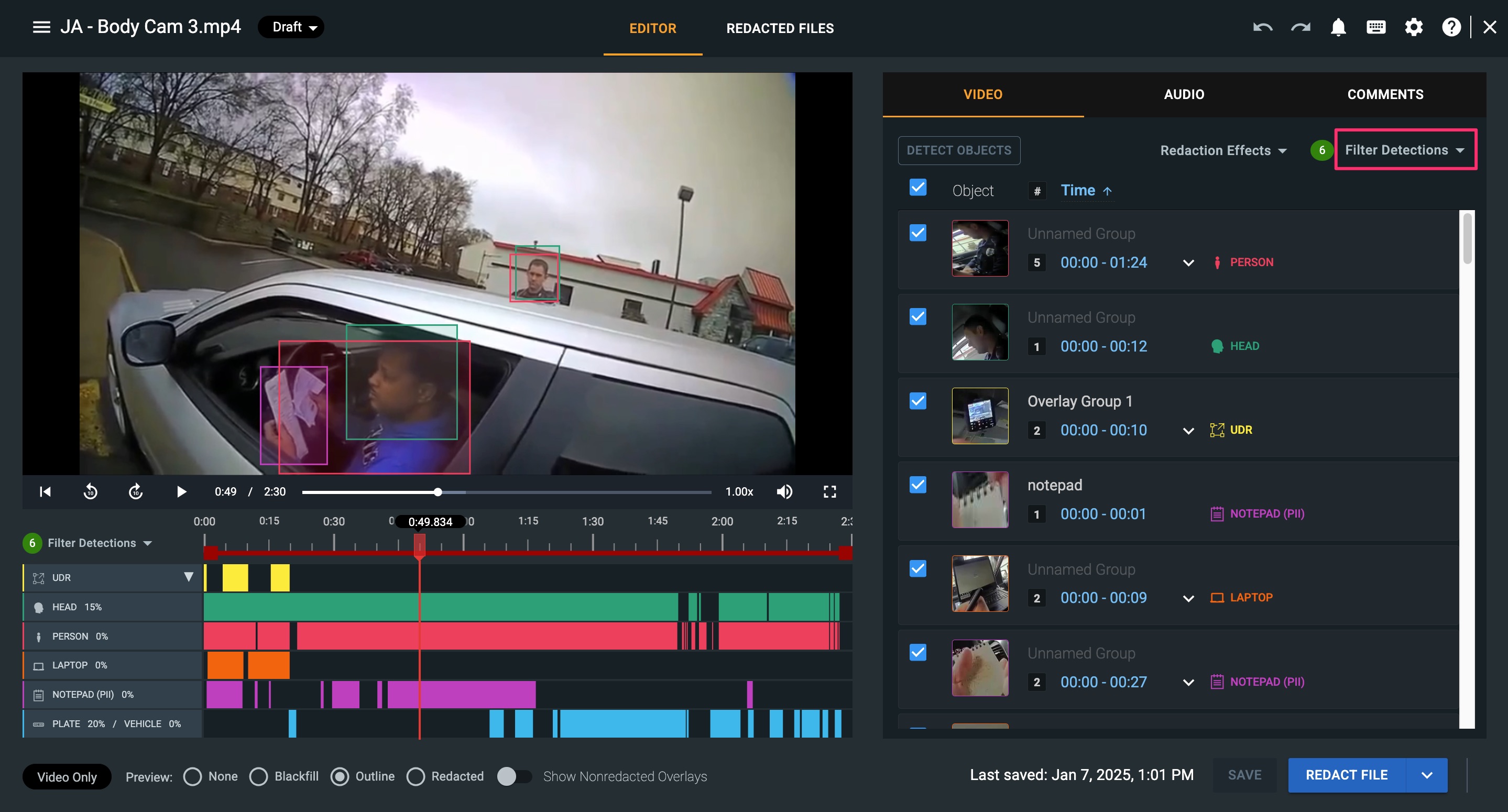 Filter Detections in Redact