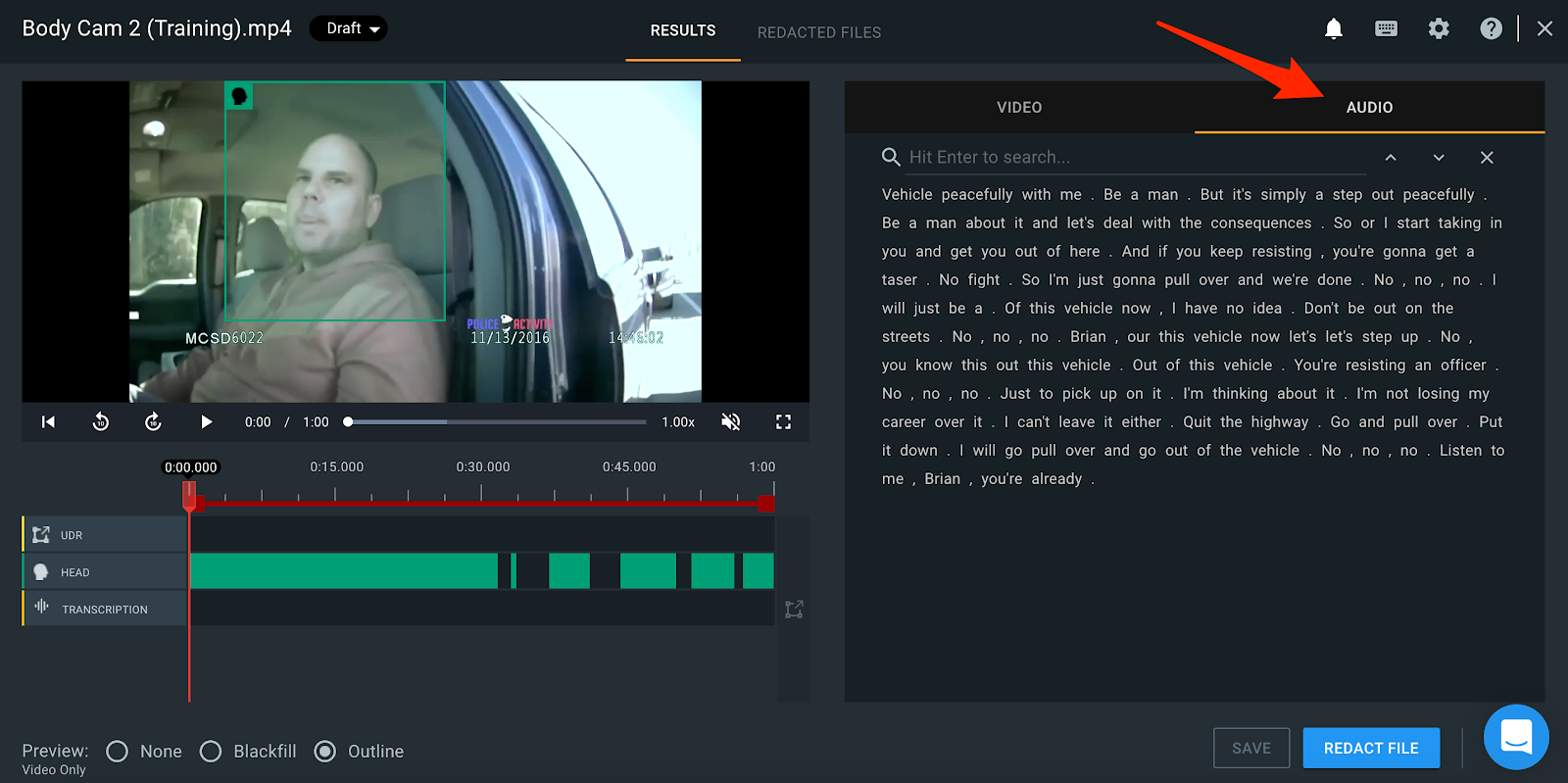 Applying Audio Redactions in Redact