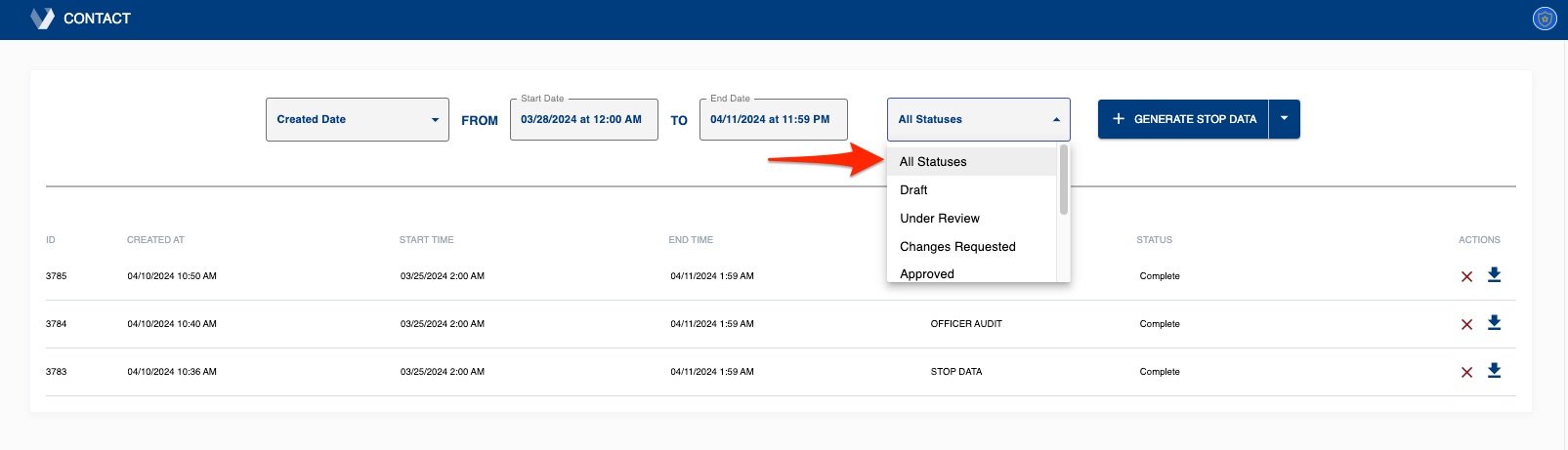 Exporting Data from Veritone Contact