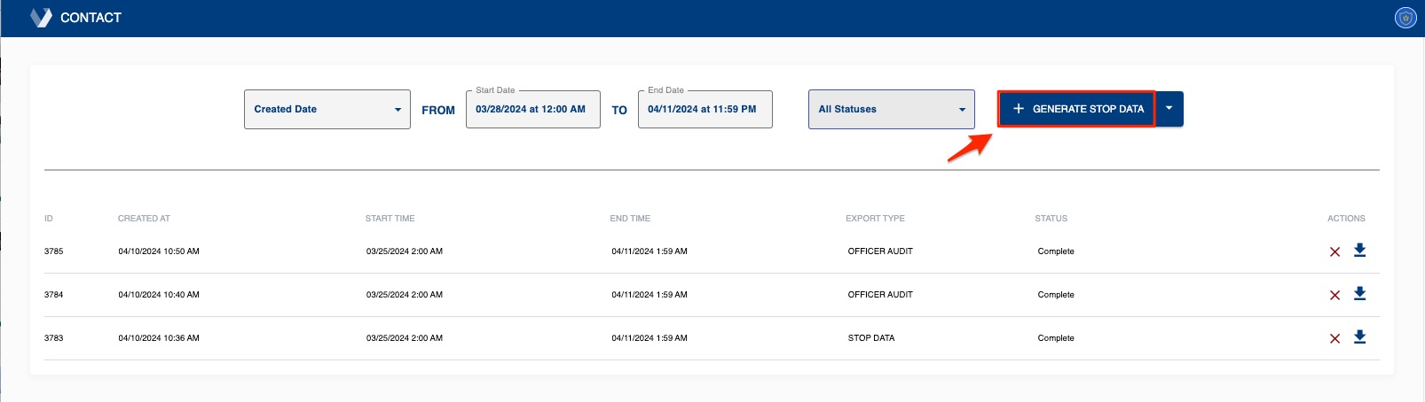 Exporting Data from Veritone Contact