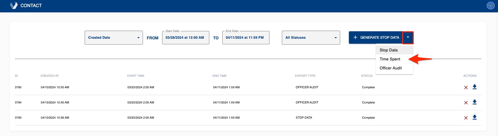 Exporting Data from Veritone Contact