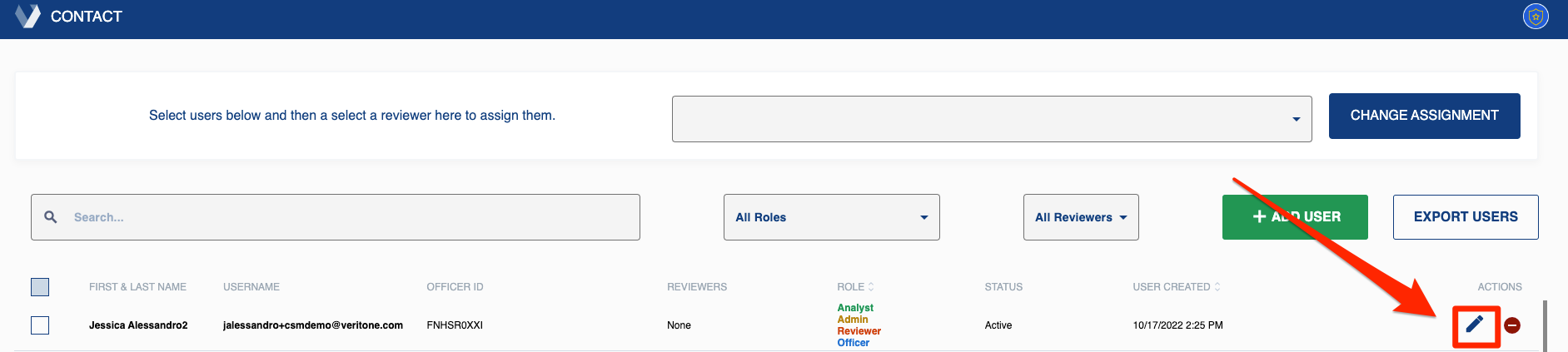 Creating Users in Veritone Contact