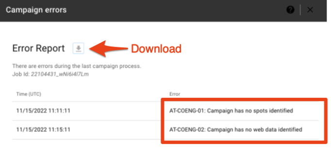Campaign Error Messaging