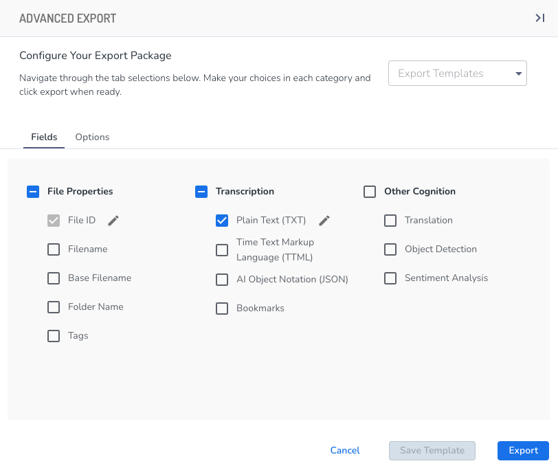 Understanding the Export Options