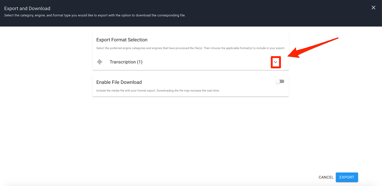 How to Export Transcripts from Search Results