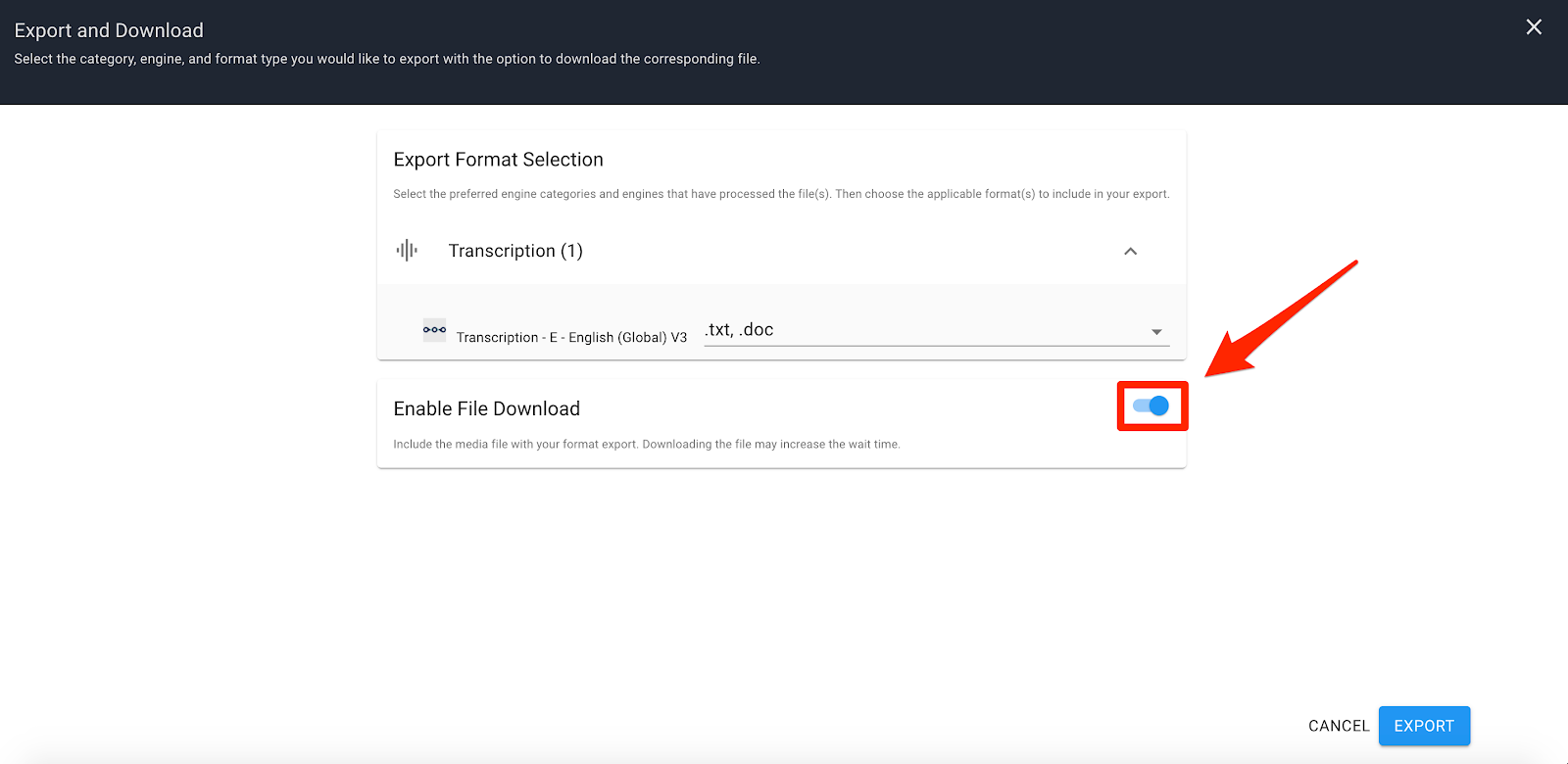 How to Export Transcripts from Search Results