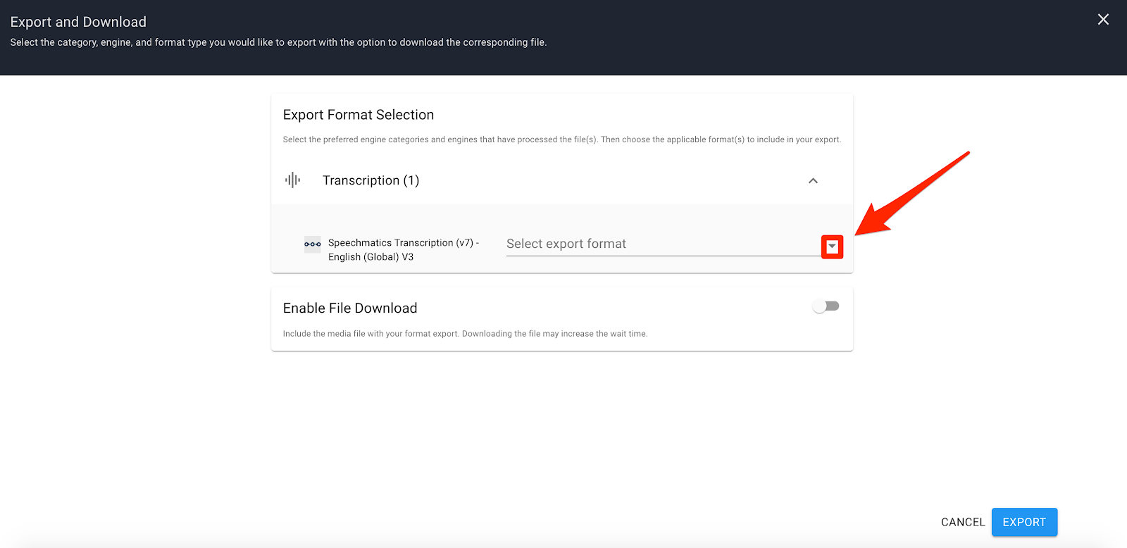 How to Export Transcripts from Search Results