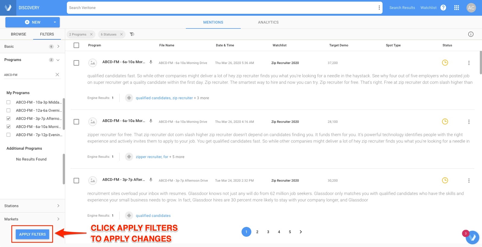 How to Filter Watchlist Mentions by Program