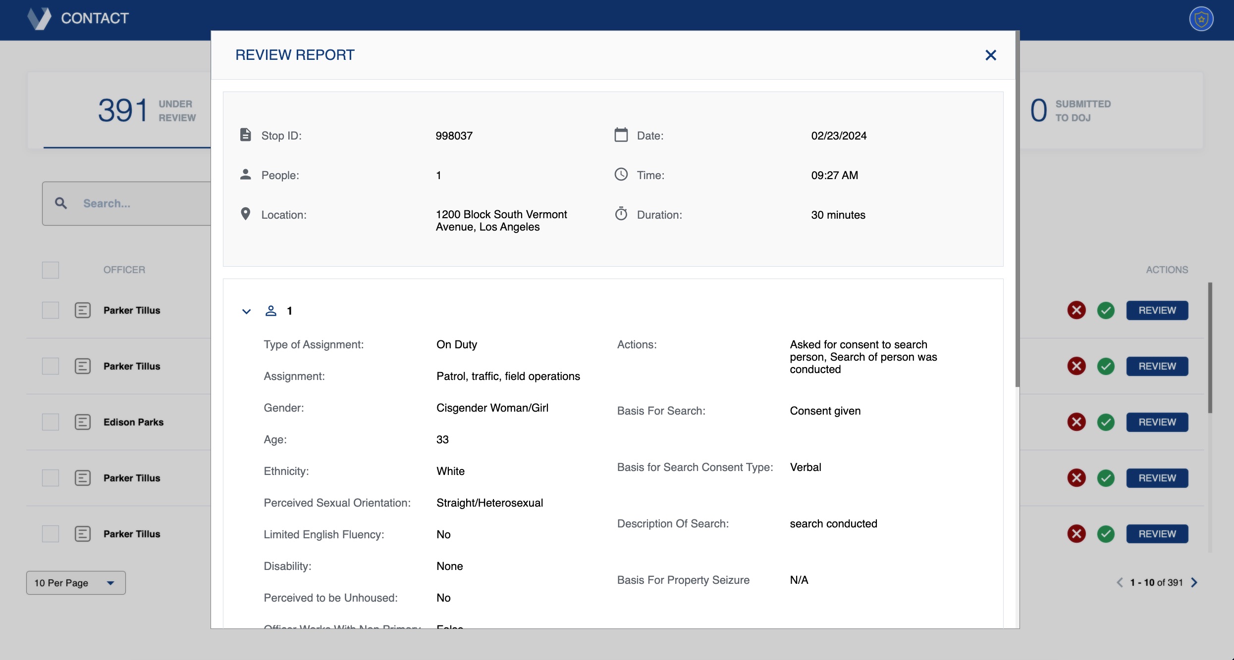 Reviewing, Approving & Denying RIPA Reports in Veritone Contact