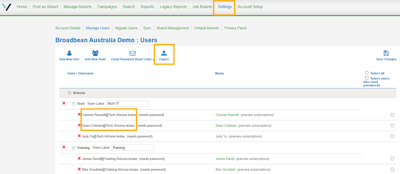 Mapping users for MHR People First